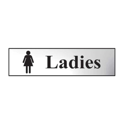 Centurion - 'Ladies' Sign, Chrome Effect, Self-Adhesive PVC (200mm x 50mm)