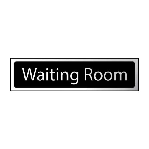 Centurion - 'Waiting Room' Sign, Black And Polished Chrome Effect, Self ...