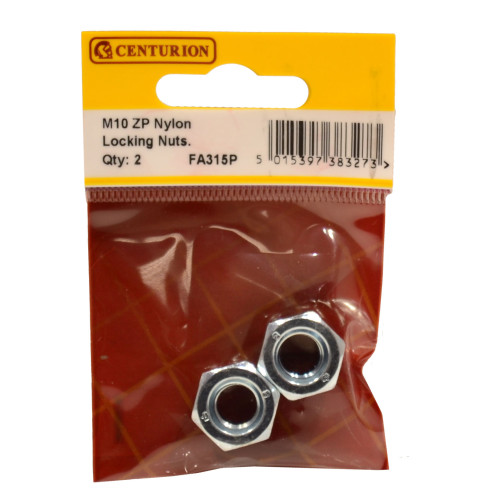 Centurion - Nylon Locking Nuts, M10, Zinc Plated
