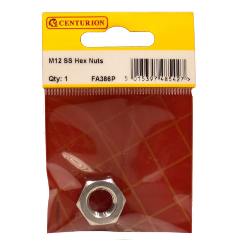 Centurion - Hex Full Nuts, M12, Stainless Steel, FA386P