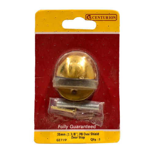 Centurion - Oval Shield Door Stop, 35mm, Polished Brass
