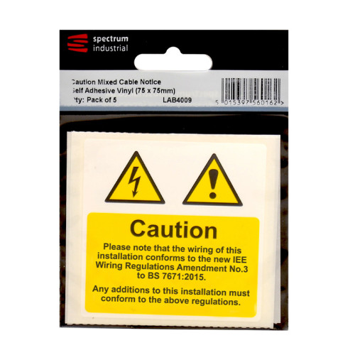 Centurion - 'Caution Mixed Cable Notice' Labels, Self-Adhesive Vinyl ...