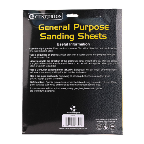 Centurion - Abrasives Sandpaper Sheets, Extra Coarse 2½ / 40 Grit