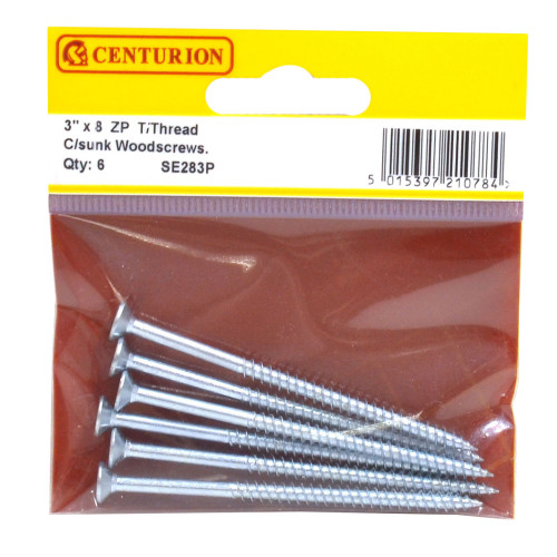 Centurion - General Purpose Pozi Twin Thread Countersunk Screws, 3" x 8 ...