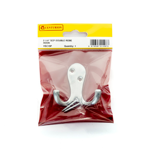 Centurion - 56mm SCP Solid Brass Double Robe Hook VSC19P