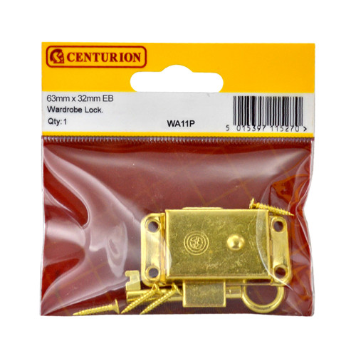 Centurion - Steel Wardrobe Locks, 63mm, Brassed, WA11P