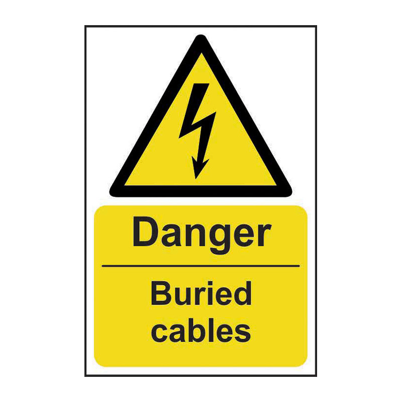 Centurion - 'Danger Buried Cables' Sign, Self-Adhesive Vinyl (400mm x ...