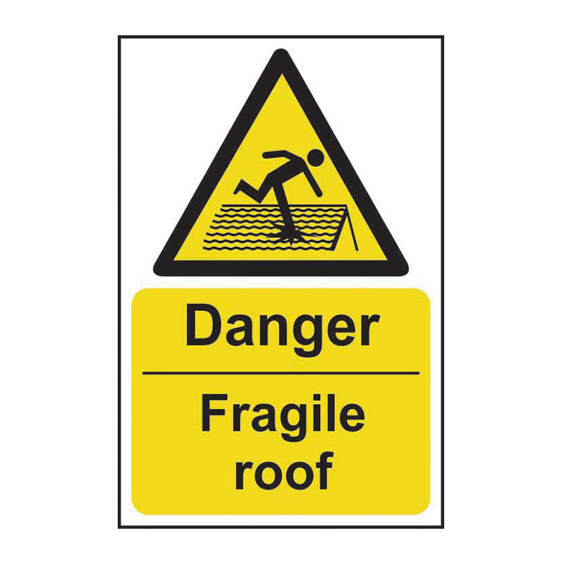 Centurion - 'Danger Fragile Roof' Sign, Self-Adhesive Vinyl (200mm x 300mm)