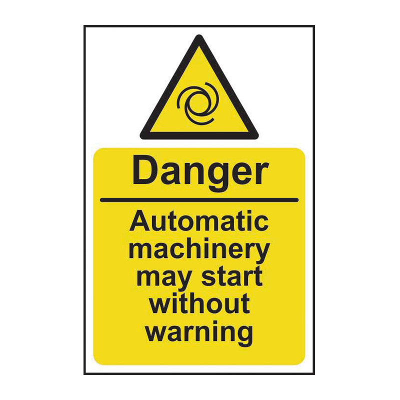 Centurion - 'Danger Automatic Machinery May Start' Sign, Self-Adhesive ...
