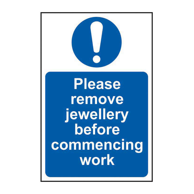 Centurion - 'Please Remove Jewellery Before Commencing Work' Sign, Self ...