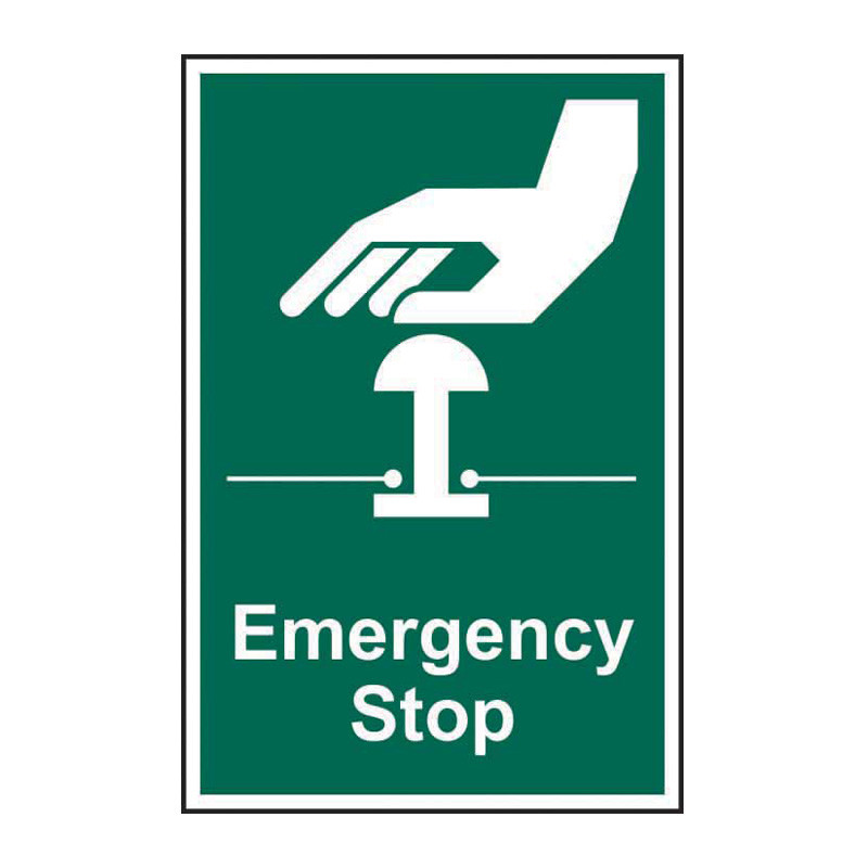 Centurion - 'Emergency Stop' Sign, Self-Adhesive Vinyl (200mm x 300mm)