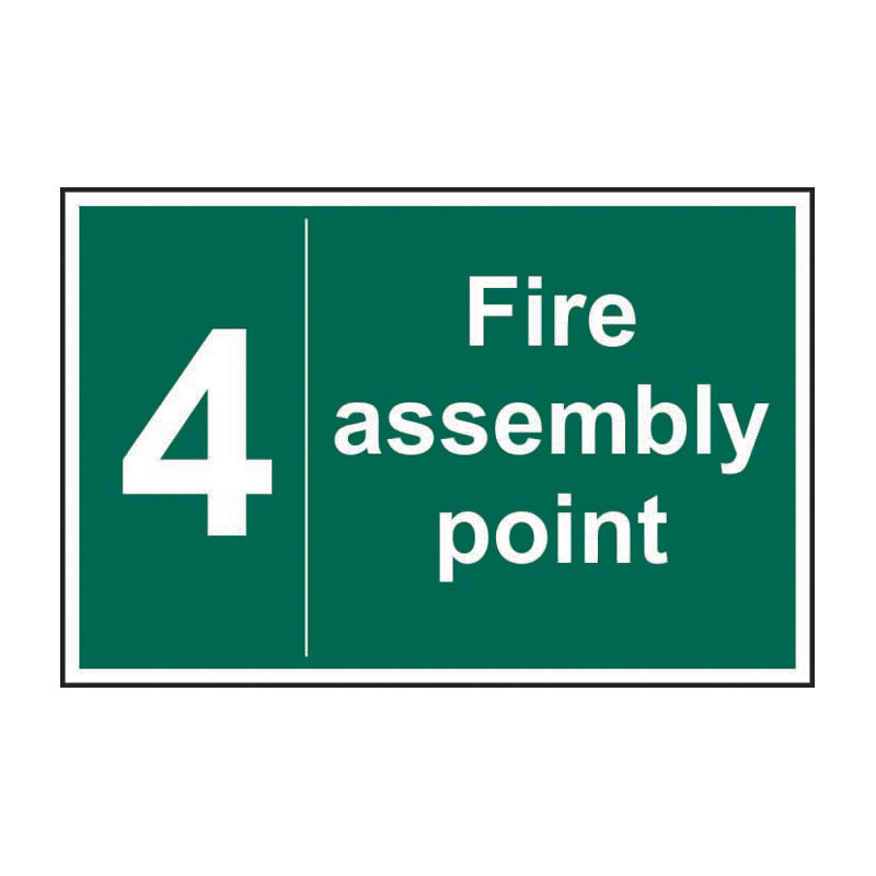 Centurion - 'Fire Assembly Point 4' Sign, Self-Adhesive Vinyl (300mm x ...