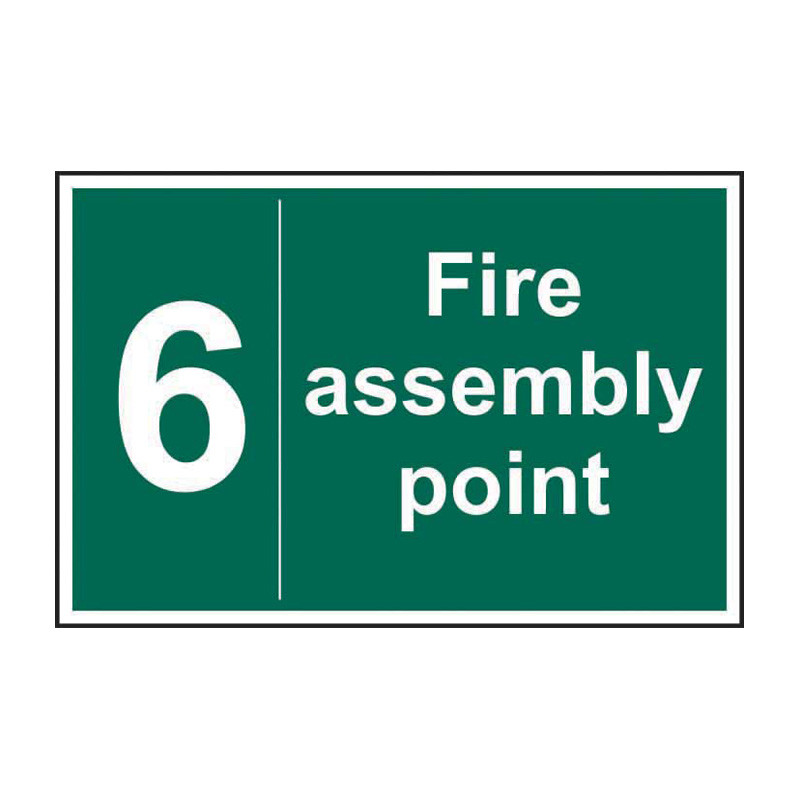 Centurion - 'Fire Assembly Point 6' Sign, Self-Adhesive Vinyl (300mm x ...