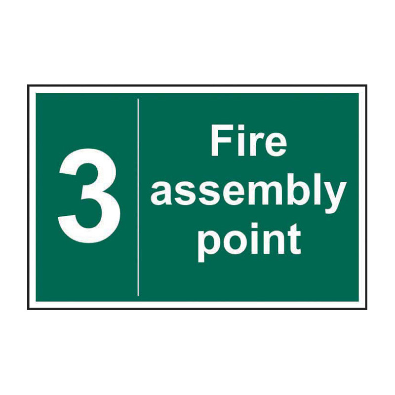 Centurion - 'Fire Assembly Point 3' Sign, Self-Adhesive Vinyl (600mm x ...