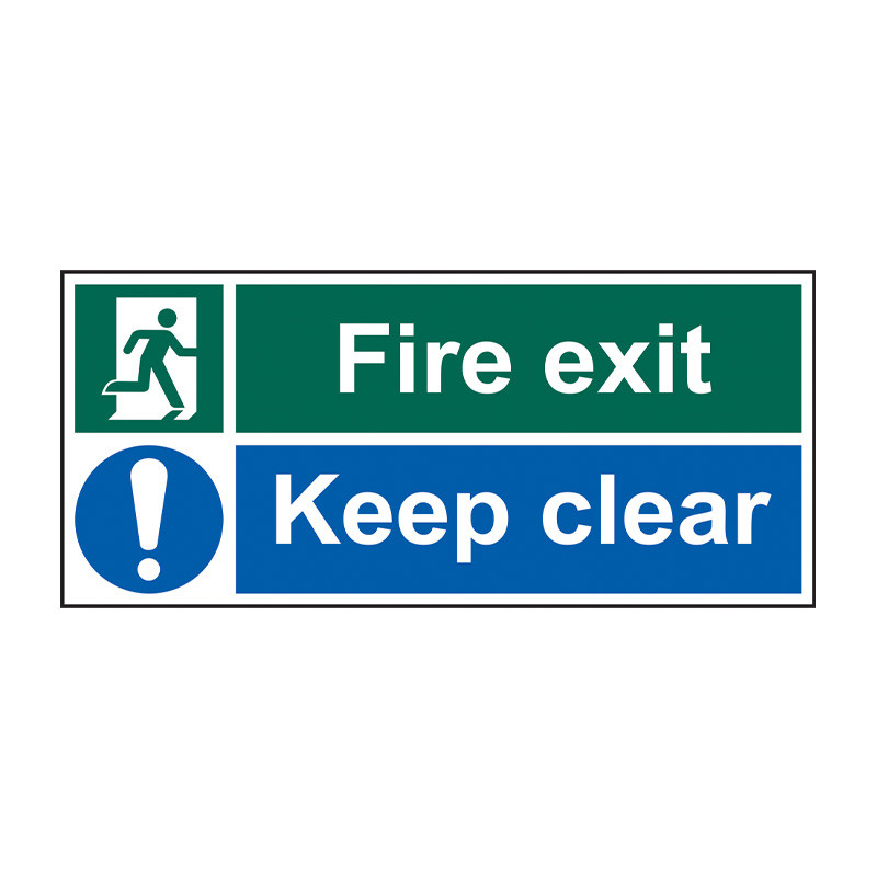 Centurion - 'Fire Exit Keep Clear' Sign, Self-Adhesive Vinyl (450mm x ...