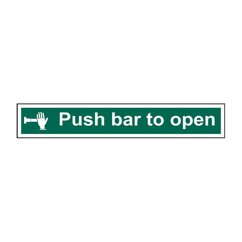 Centurion - 'Push Bar To Open' Sign, Self-Adhesive Vinyl (300mm x 100mm)