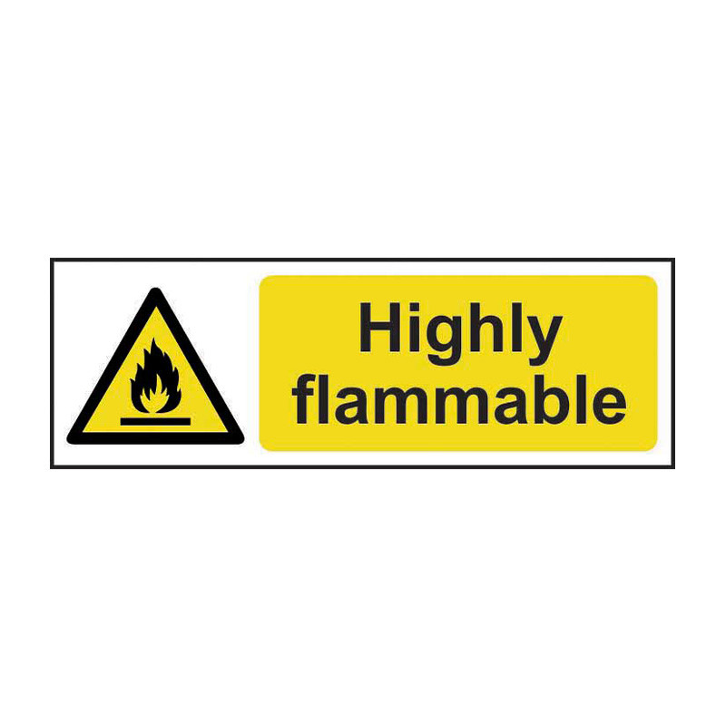 Centurion - 'Highly Flammable' Sign, Self-Adhesive Vinyl (300mm x 100mm)