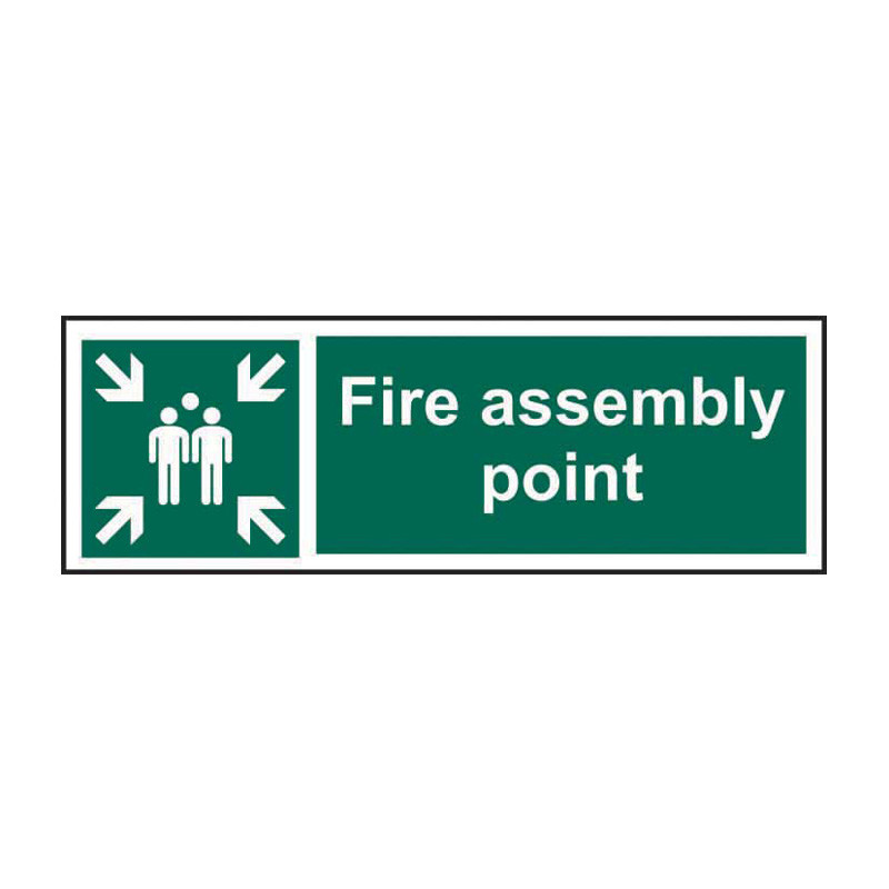 Centurion - 'Fire Assembly Point' Sign, Self-Adhesive Vinyl (300mm x 100mm)