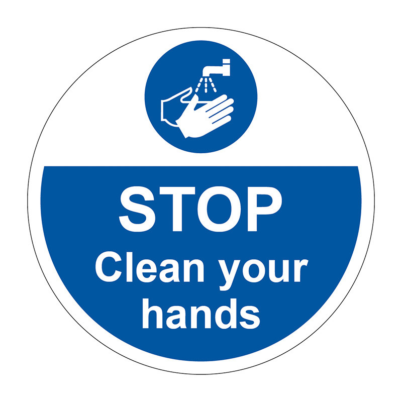 Centurion - 'STOP Clean Your Hands' Floor Graphic, Anti-slip Laminated ...