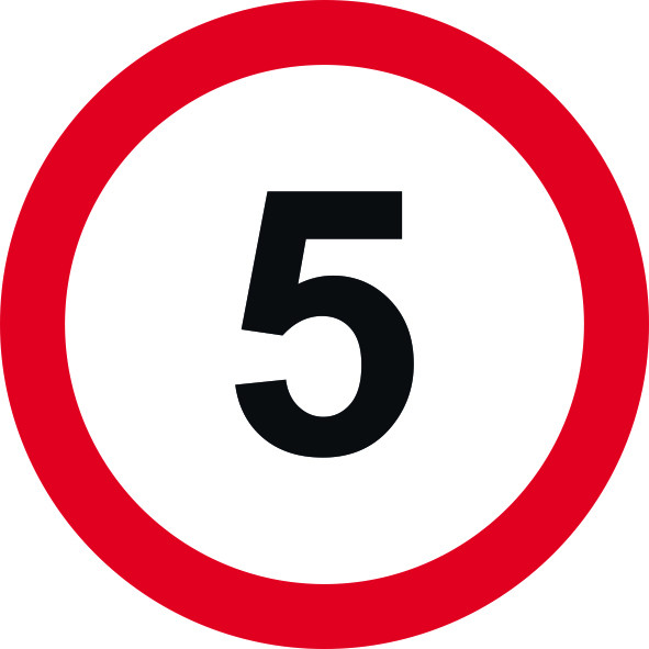 Centurion - '5mph' Road Sign, Aluminium Composite with channel (450mm dia.)