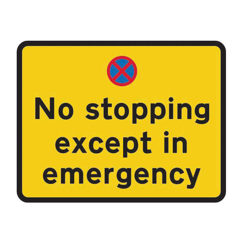 Centurion - 780 x 600mm ACP 'No stopping except in emergency' Road Sign ...