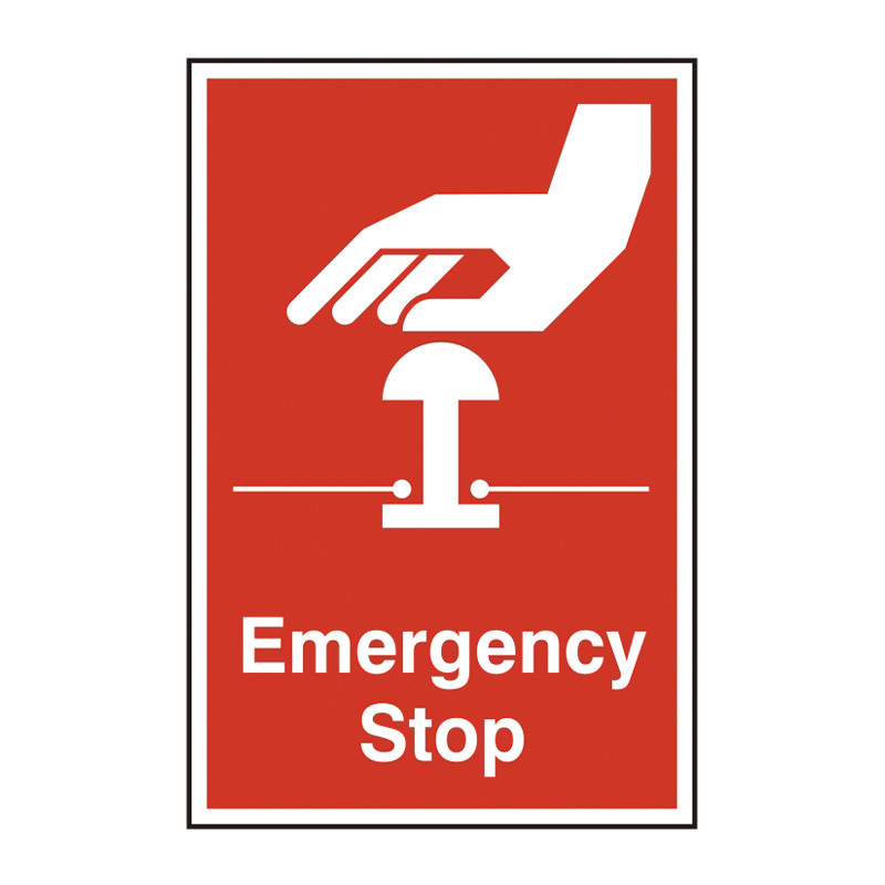 Centurion - 'Emergency Stop' Sign, Self-Adhesive Semi-Rigid PVC (200mm ...
