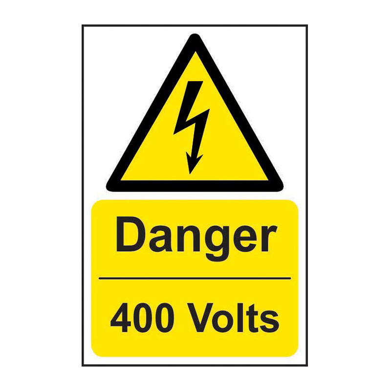 Centurion - 'Danger 400 Volts' Sign, Self-Adhesive Vinyl (400mm x 600mm)