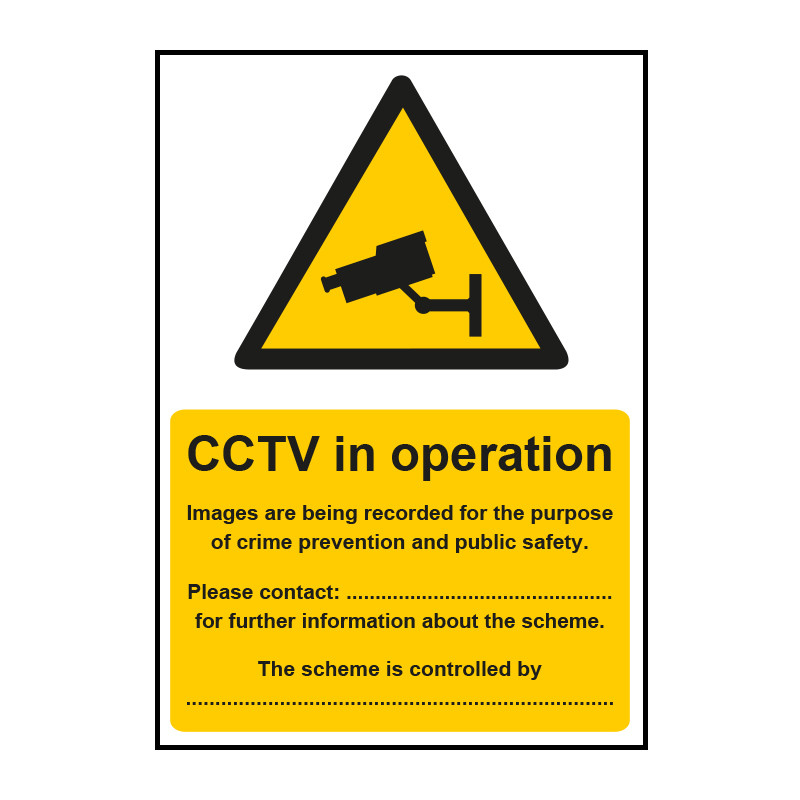 Centurion - 'CCTV In Operation DPA Compliant' Sign, Self Adhesive Vinyl ...