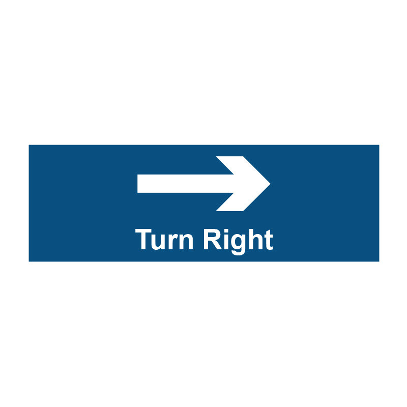 Centurion - 'Turn Right With Arrow' Sign, Non Adhesive Rigid 1mm PVC ...