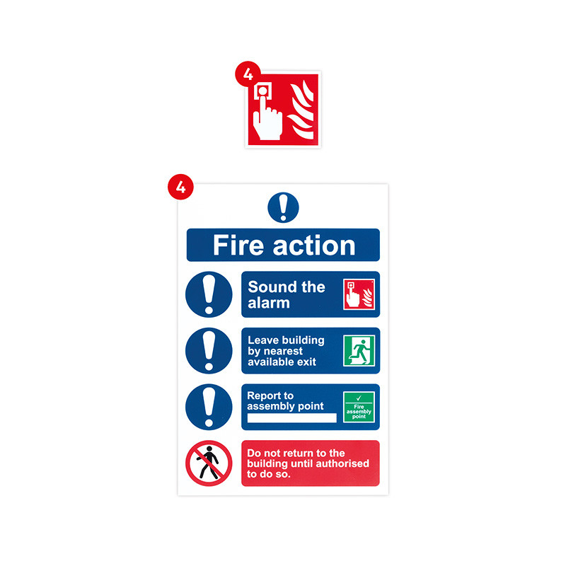 Centurion - Fire Safety Signage Pack, Self Adhesive Vinyl, Medium