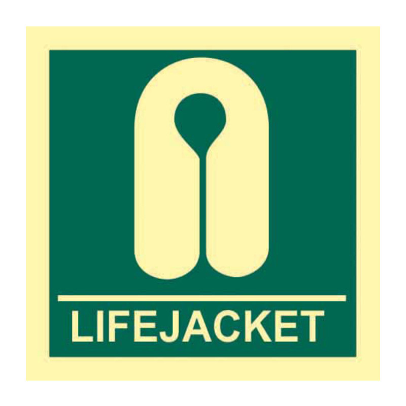 Centurion - 'Lifejacket' Sign, Self-Adhesive Rigid Photoluminescent ...