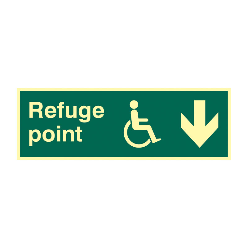 Centurion - 'Refuge Point Arrow Down' Sign, Flexible Photoluminescent ...
