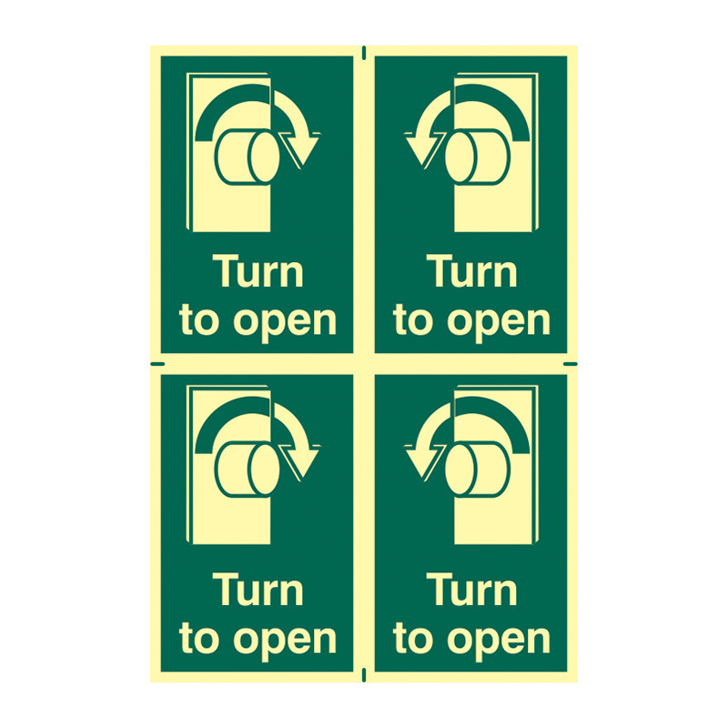 Centurion - 'Turn To Open' Sign, Flexible Photoluminescent Vinyl (100mm ...