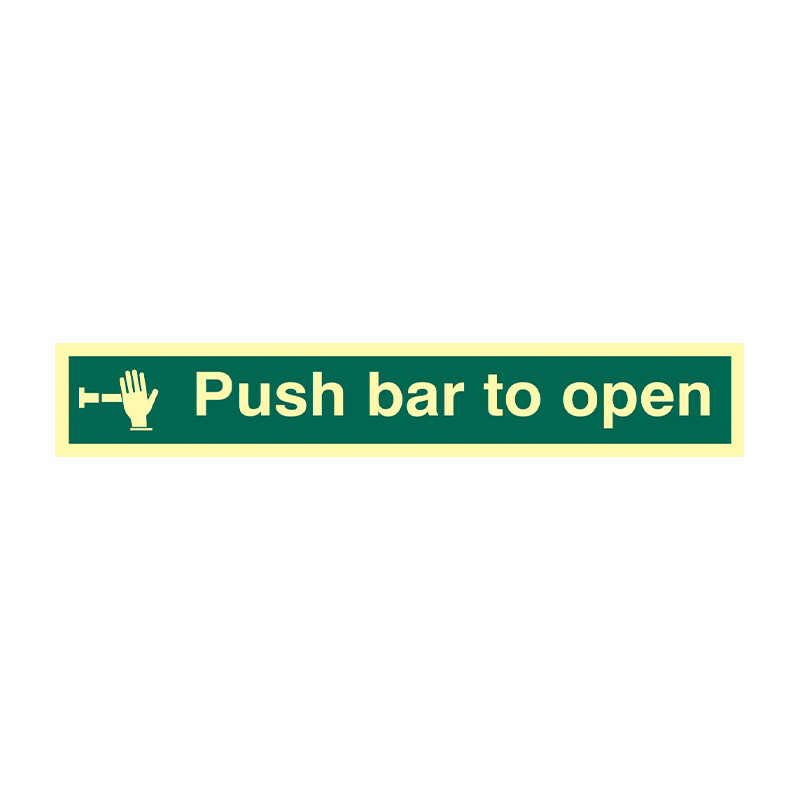 Centurion - 'Push Bar To Open' Sign, Flexible Photoluminescent Vinyl ...