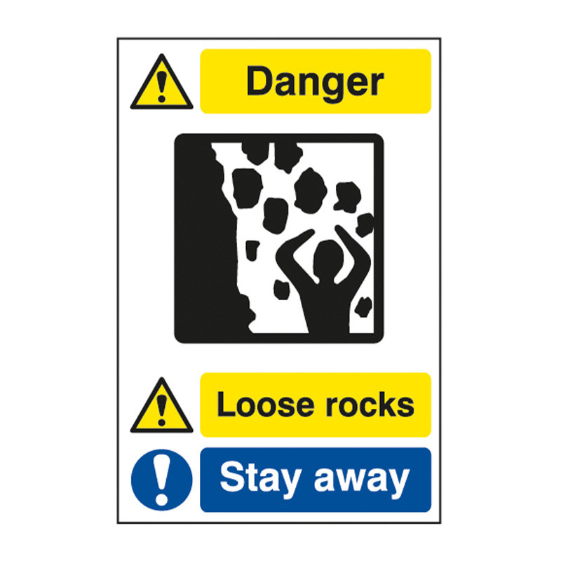 Centurion - 'Loose Rocks Stay Away' Sign, Foamed PVC Board (400mm x 600mm)