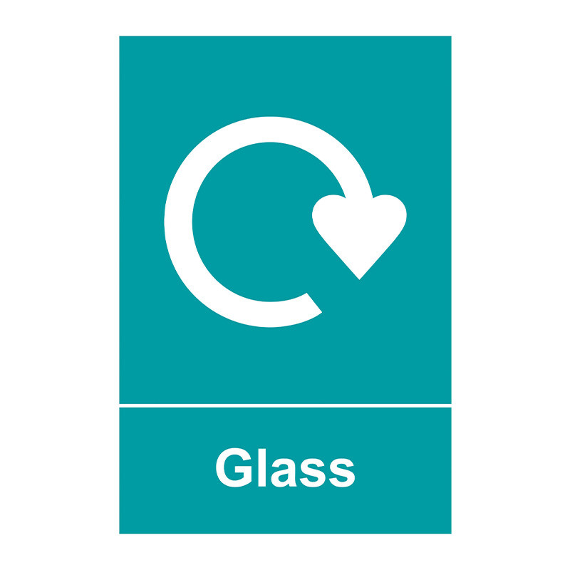 Centurion - 'Glass Recycling' Sign, Self-Adhesive Vinyl (150mm x 200mm)