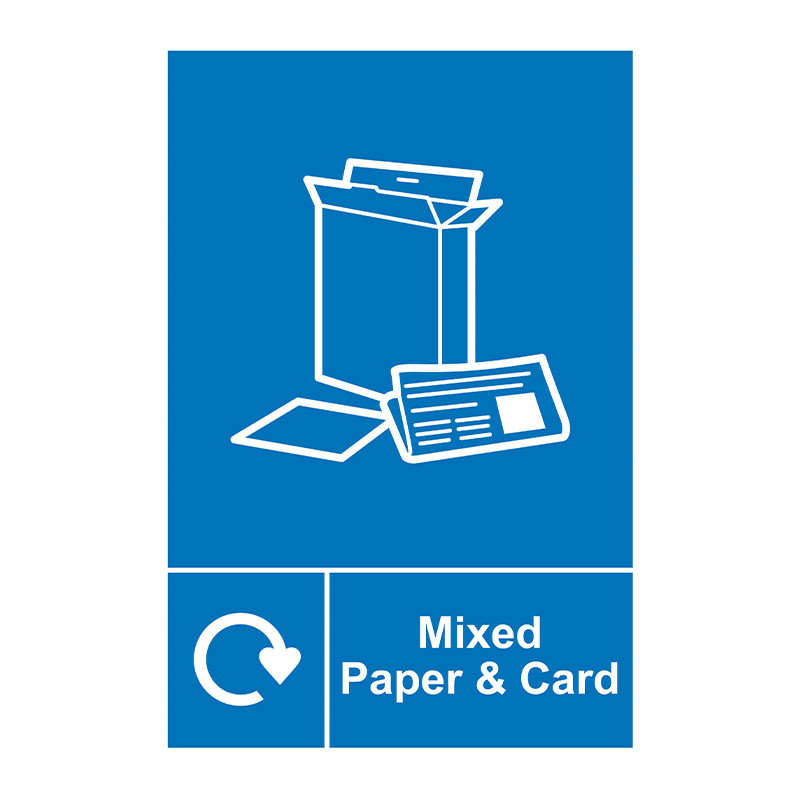 Centurion - 'Mixed Paper & Card Recycling' Sign, Self-Adhesive Vinyl ...