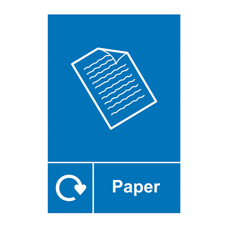 Centurion - 'Paper Recycling' Sign, Self-Adhesive Vinyl (150mm x 200mm)