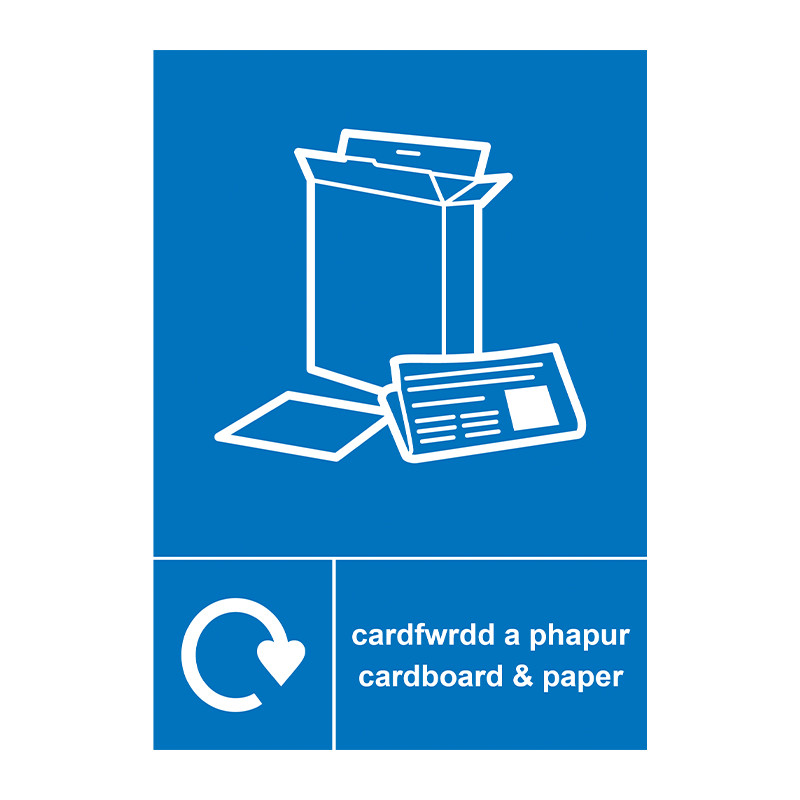 Centurion - Recycling Welsh / English: Cardboard & Paper - ACP (297 x ...