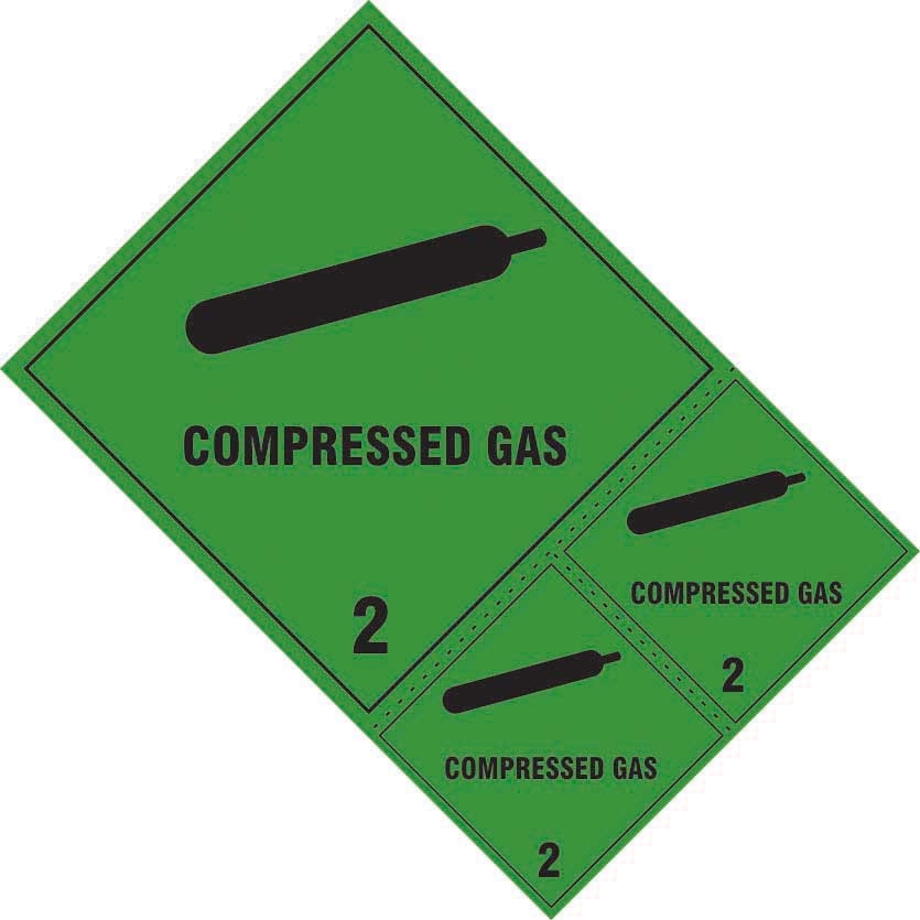 Centurion - 'Compressed Gas' Class 2 Labels, Self-Adhesive Vinyl (200mm ...