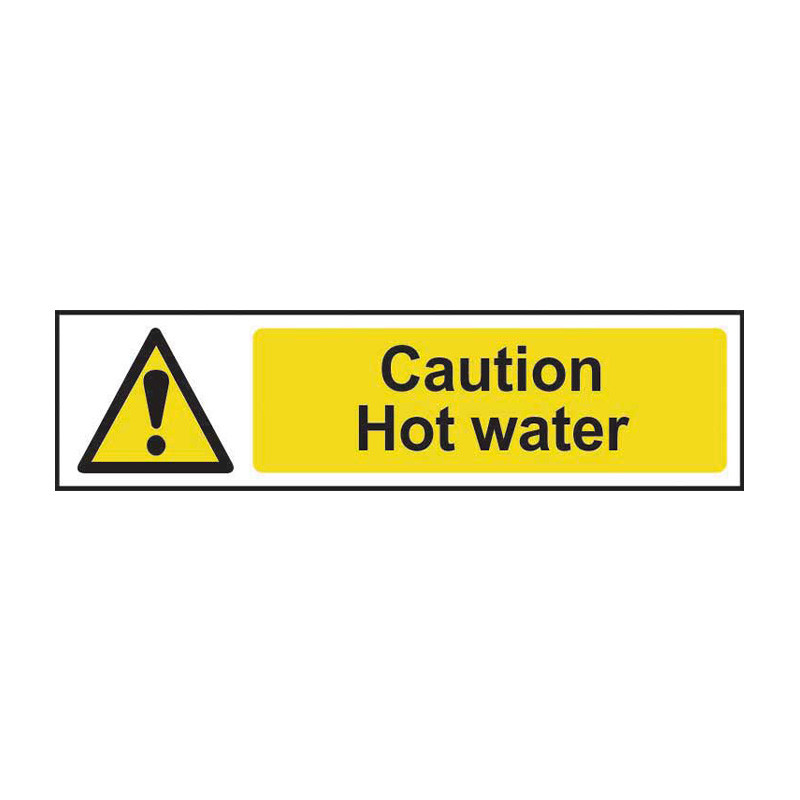 Centurion - Caution Hot water - 1.2mm Recyclable PP (200 x 50mm)