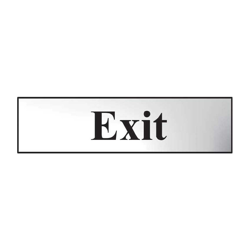 Centurion - 'Exit' Sign, Chrome Effect, Self-Adhesive PVC (200mm x 50mm)