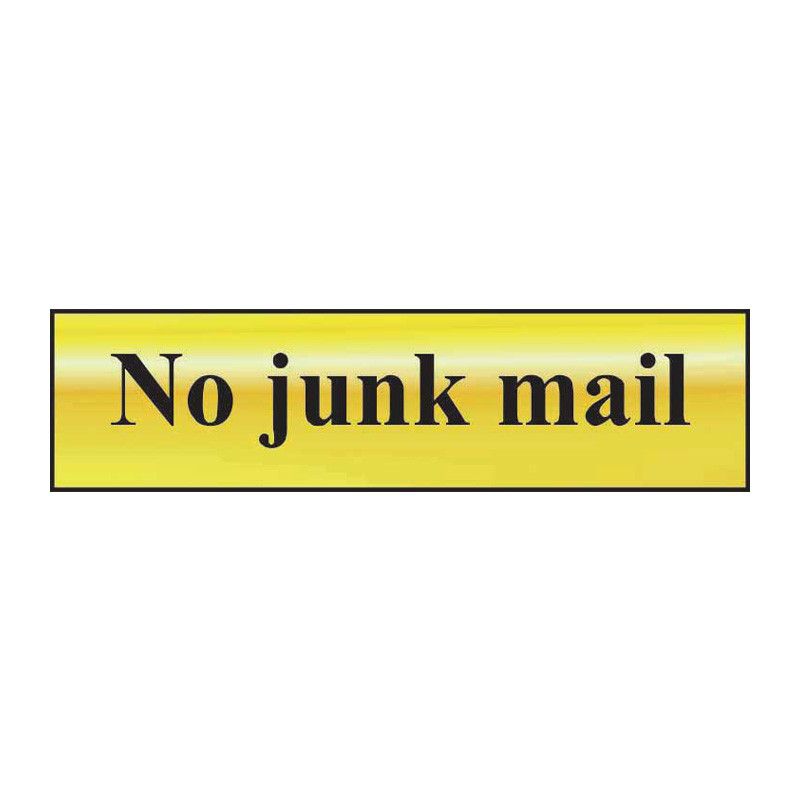 Centurion - 'No Junk Mail' Sign, Polished Gold Effect, Self-Adhesive ...