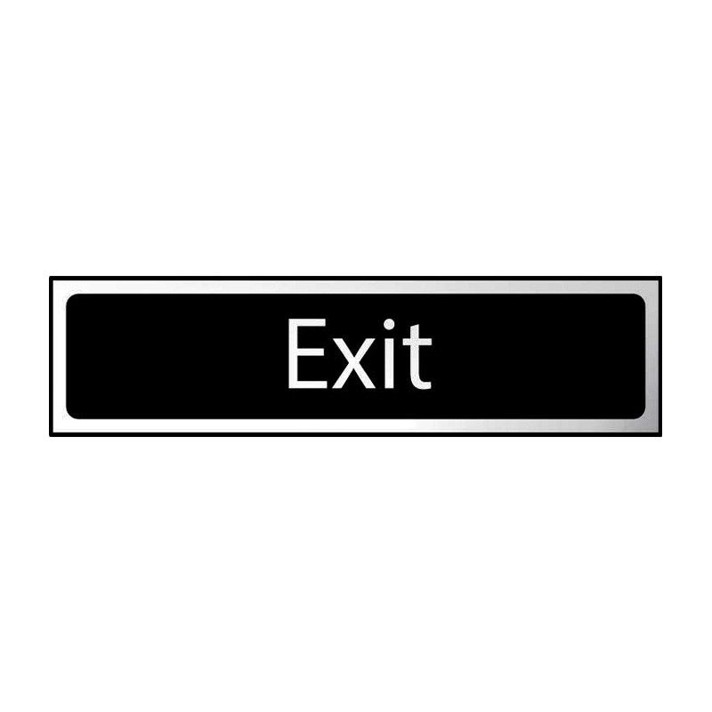 Centurion - 'Exit' Sign, Black And Polished Chrome Effect, Self ...