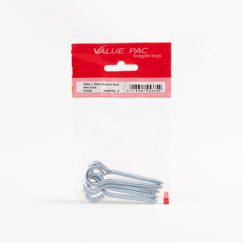 Centurion - 75mm x 12mm Screw In Steel Vine Eyes