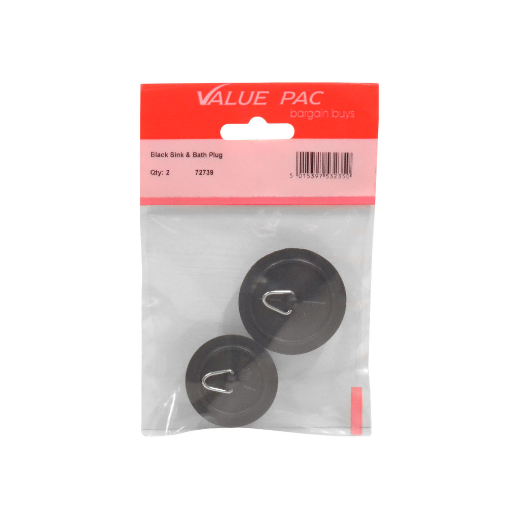 Centurion - Black Sink & Bath Plug 2pk