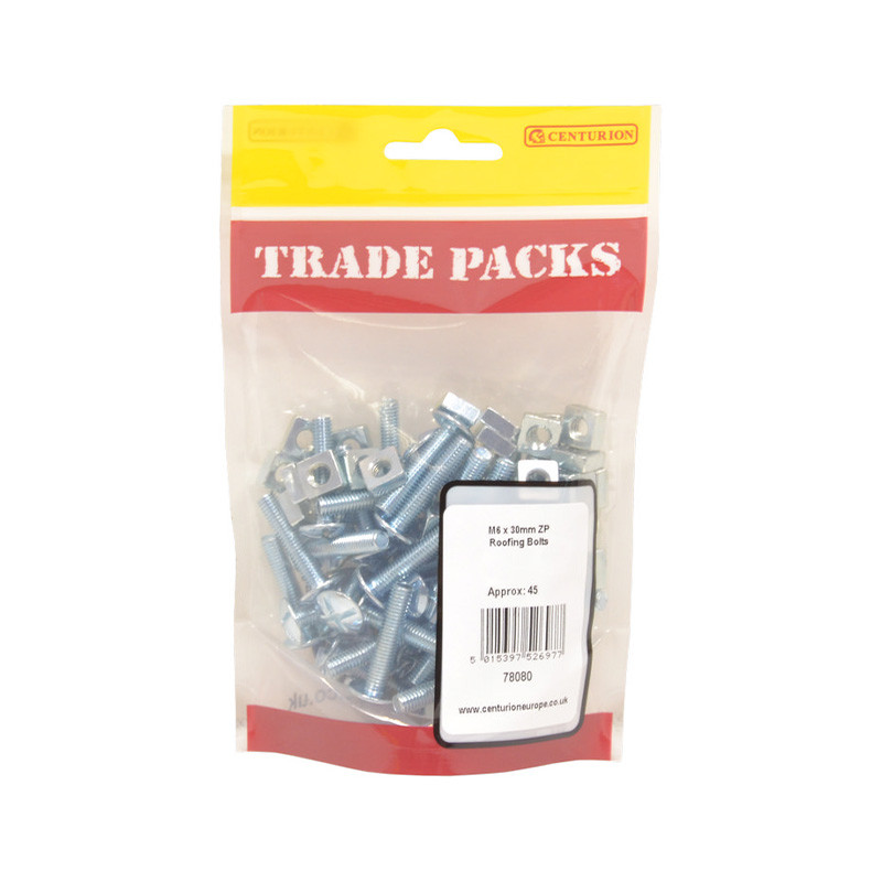 Centurion - Roofing Bolts - ZP - M6 x 30mm (45 PK), 78080