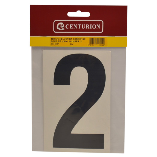 Centurion - 150mm Black Self Adhesive Vinyl Number 2