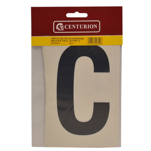 Centurion - 150mm Black Self Adhesive Vinyl Letter C (Pack of 5)