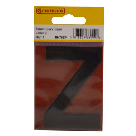 Centurion - 75mm Black Helvetica Bold Condensed Style Vinyl Letter Z
